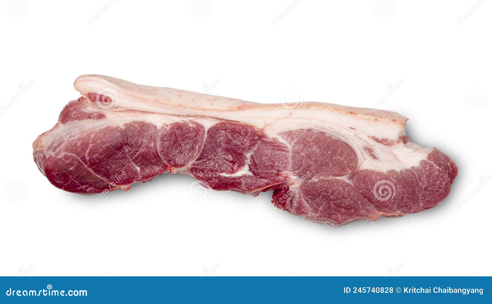 Raw Pork Hip Meat with Belly Skin on White Background Stock Photo ...