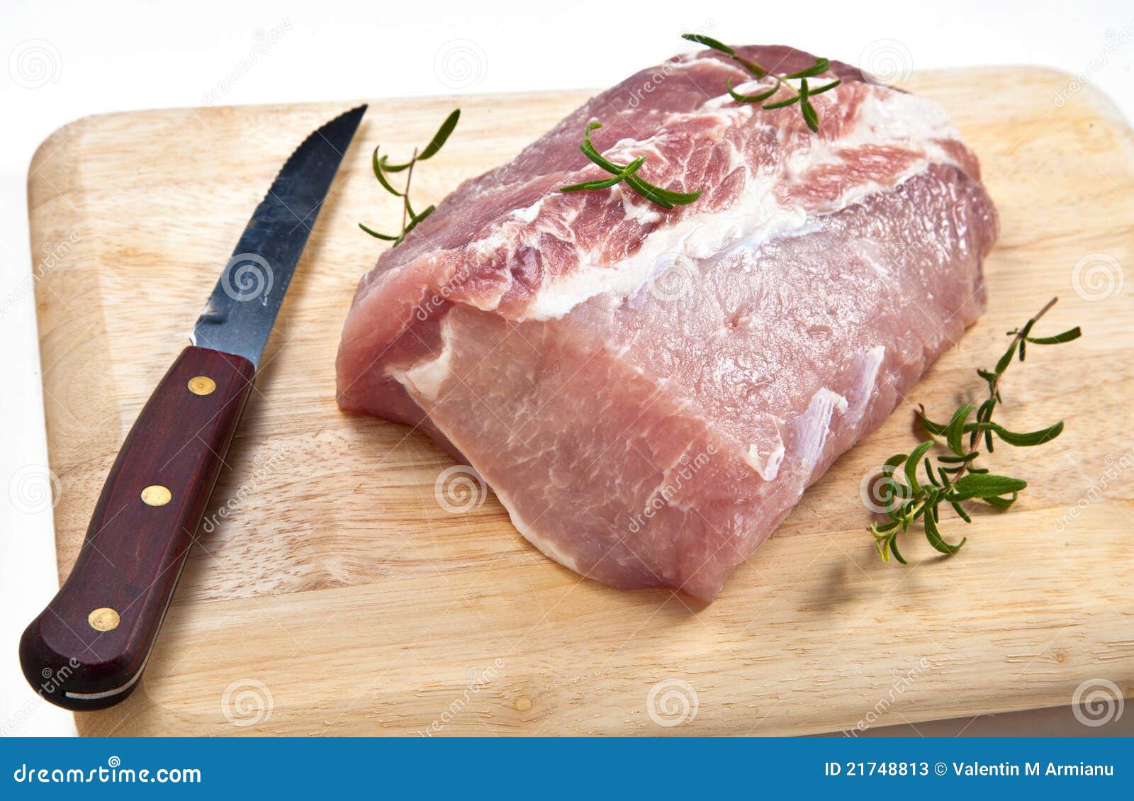 Raw pork loin stock image. Image of steak, muscle, slice - 21748813
