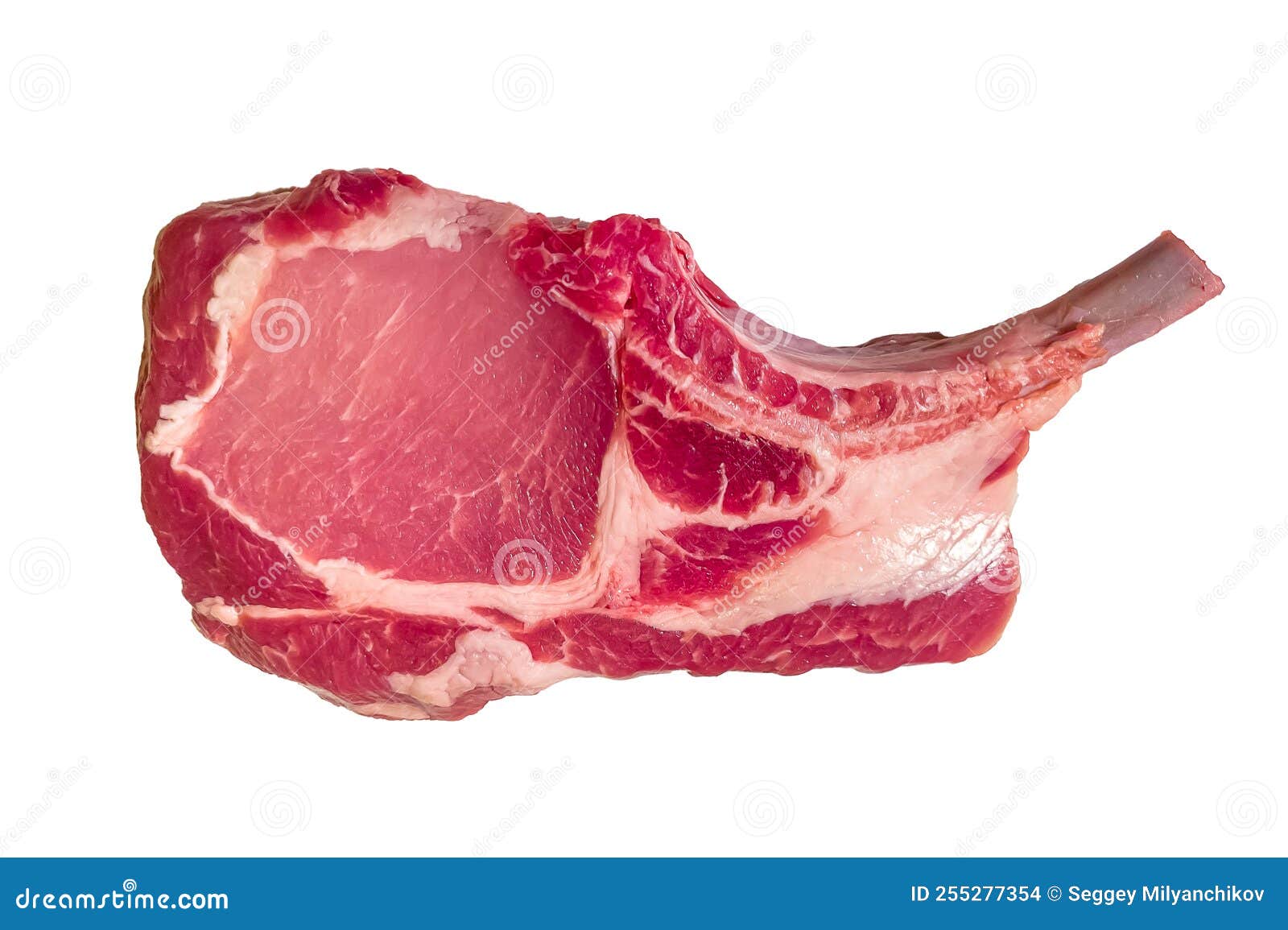 Raw Pork Loin on the Bone with Bacon Stock Photo - Image of food ...