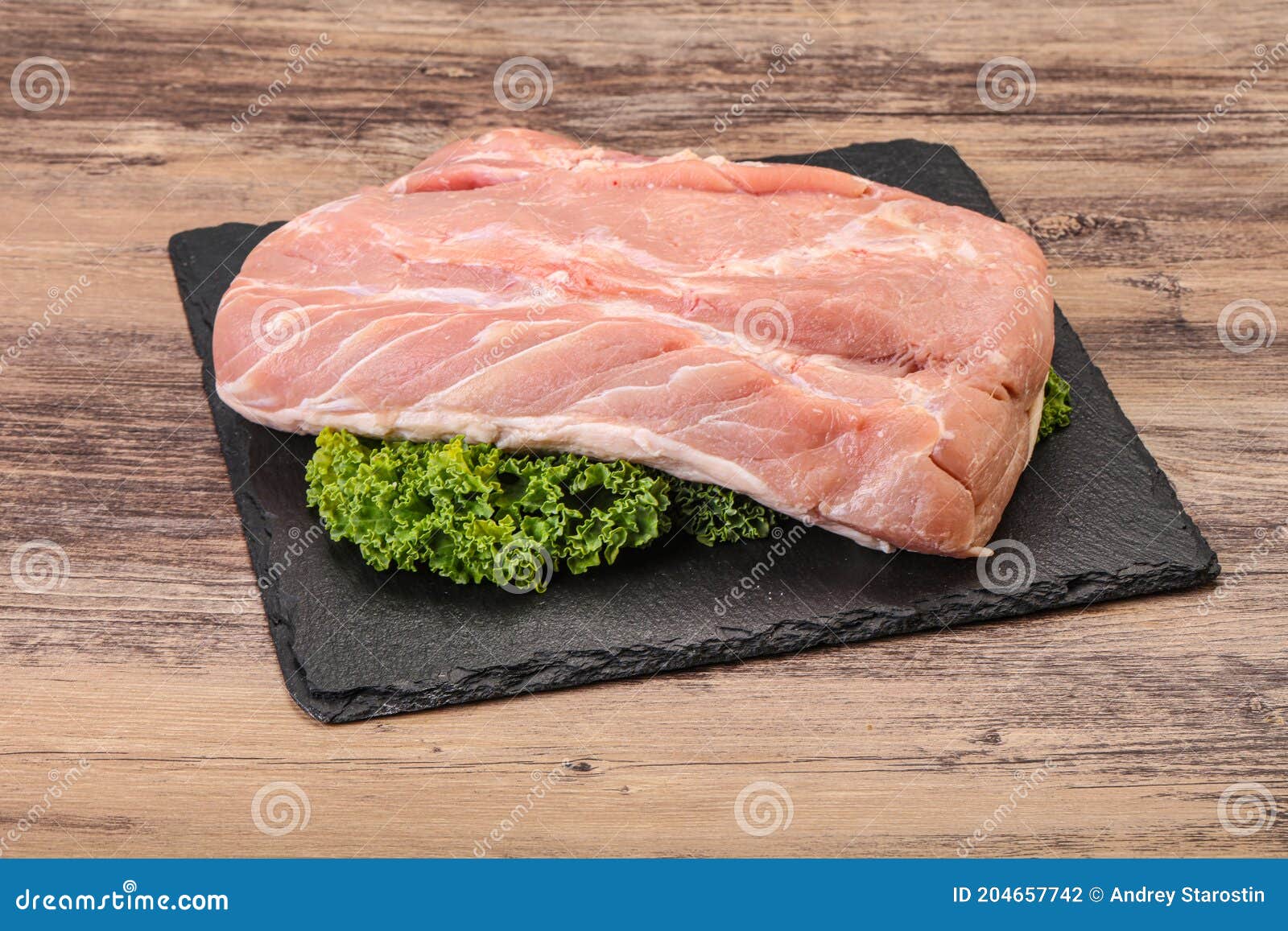 Raw pork loin for cooking stock photo. Image of butcher - 204657742