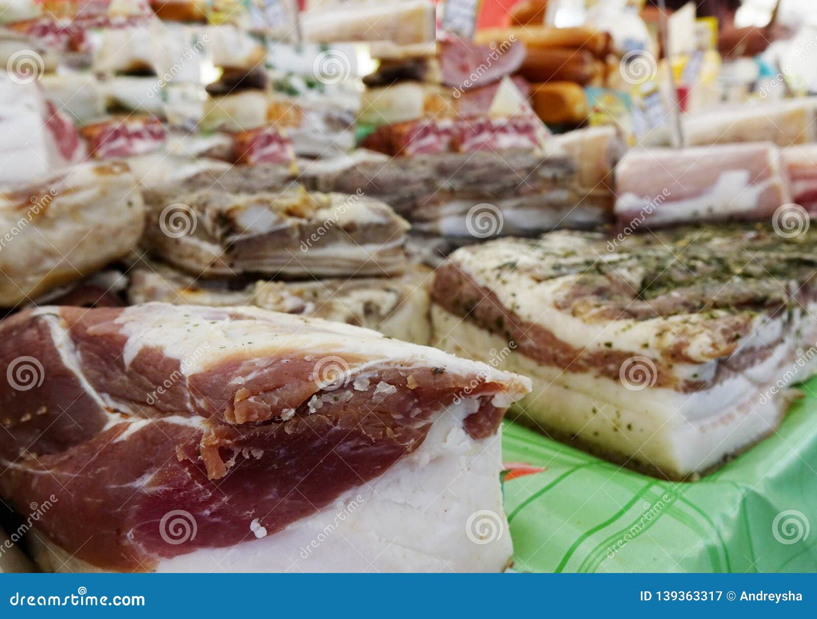 Raw Pork on the Market .Meat Delicacy. Stock Image - Image of cuisine ...