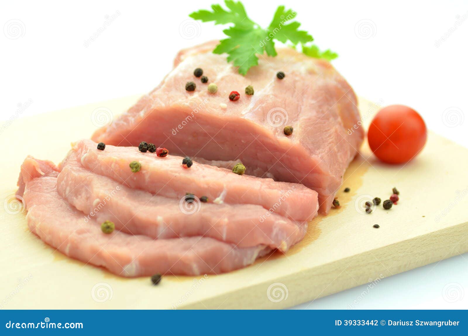 Raw Pork Meat on Cutting Board Stock Photo - Image of colored, cuisine ...