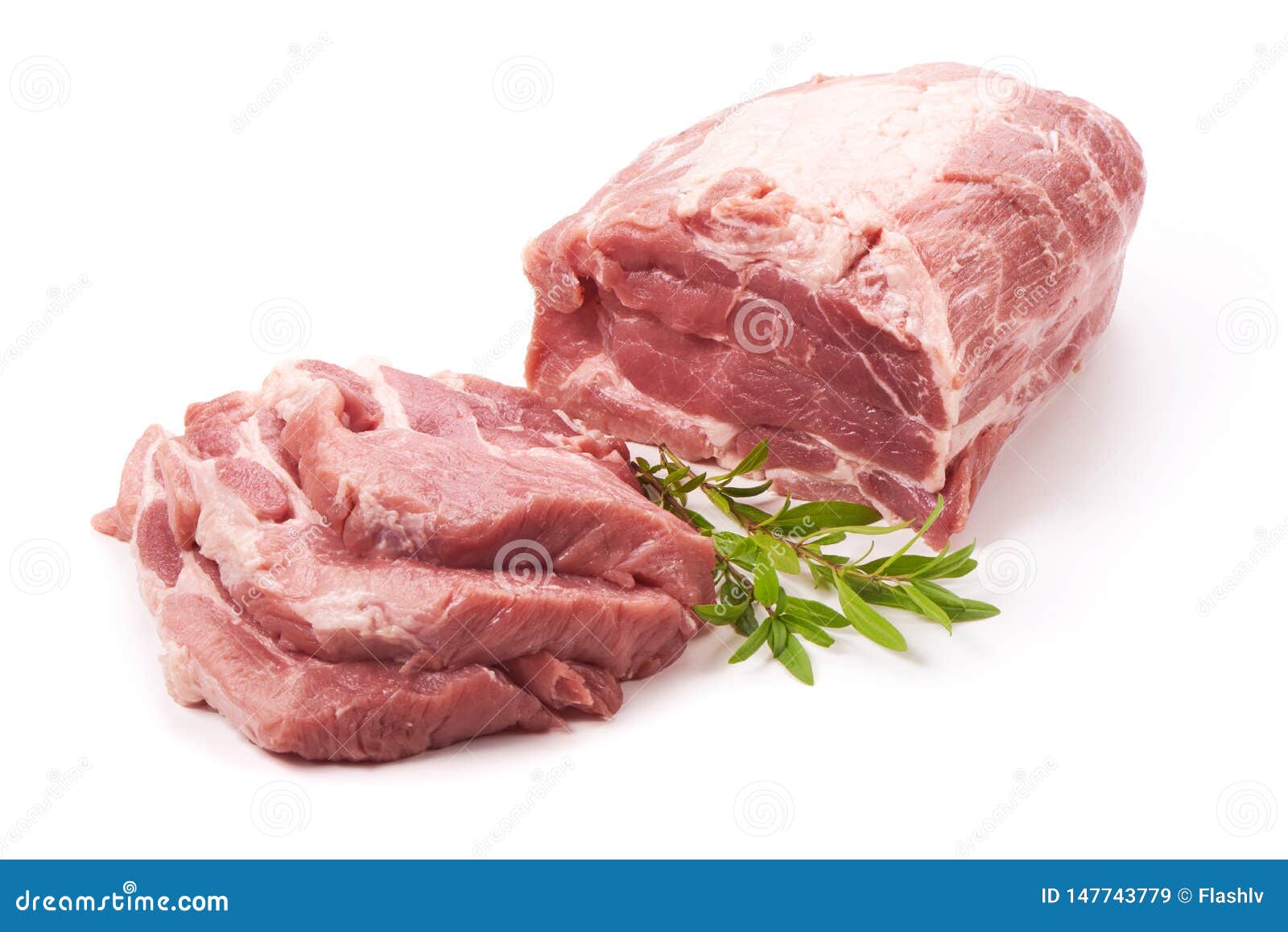Raw Pork Meat, Isolated on White Background Stock Image - Image of ...
