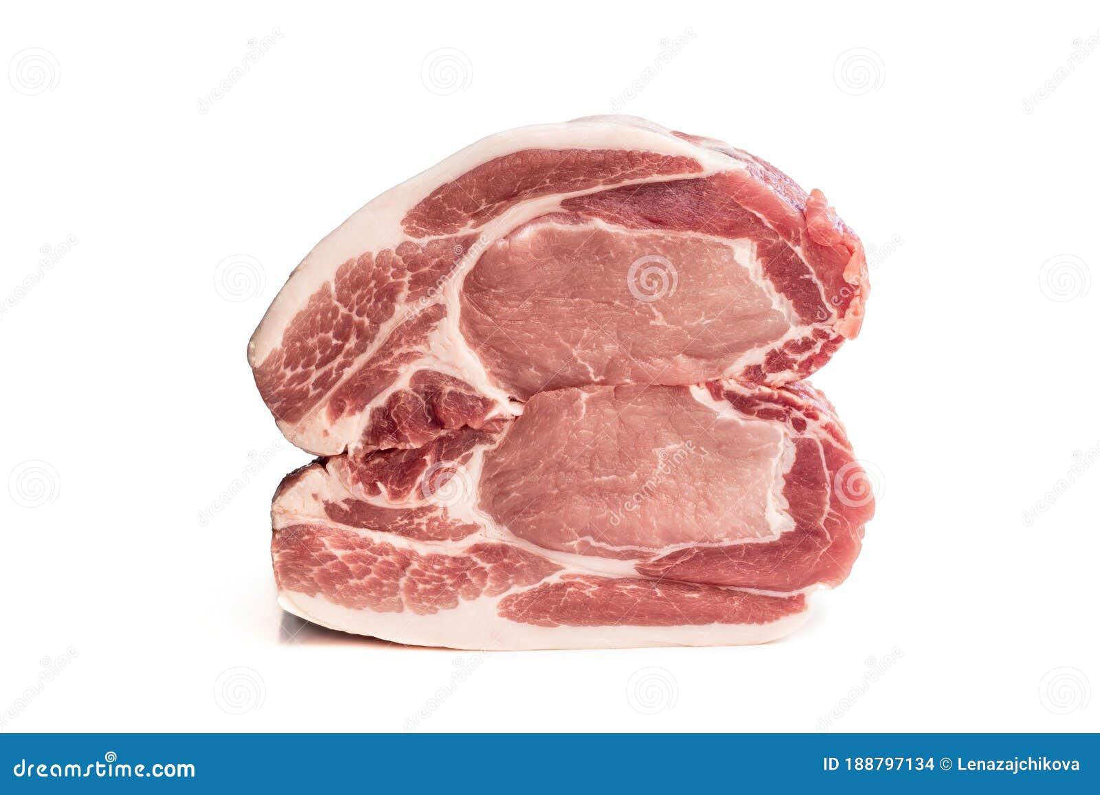 Raw Pork Meat Isolated on White Background Stock Photo - Image of white ...