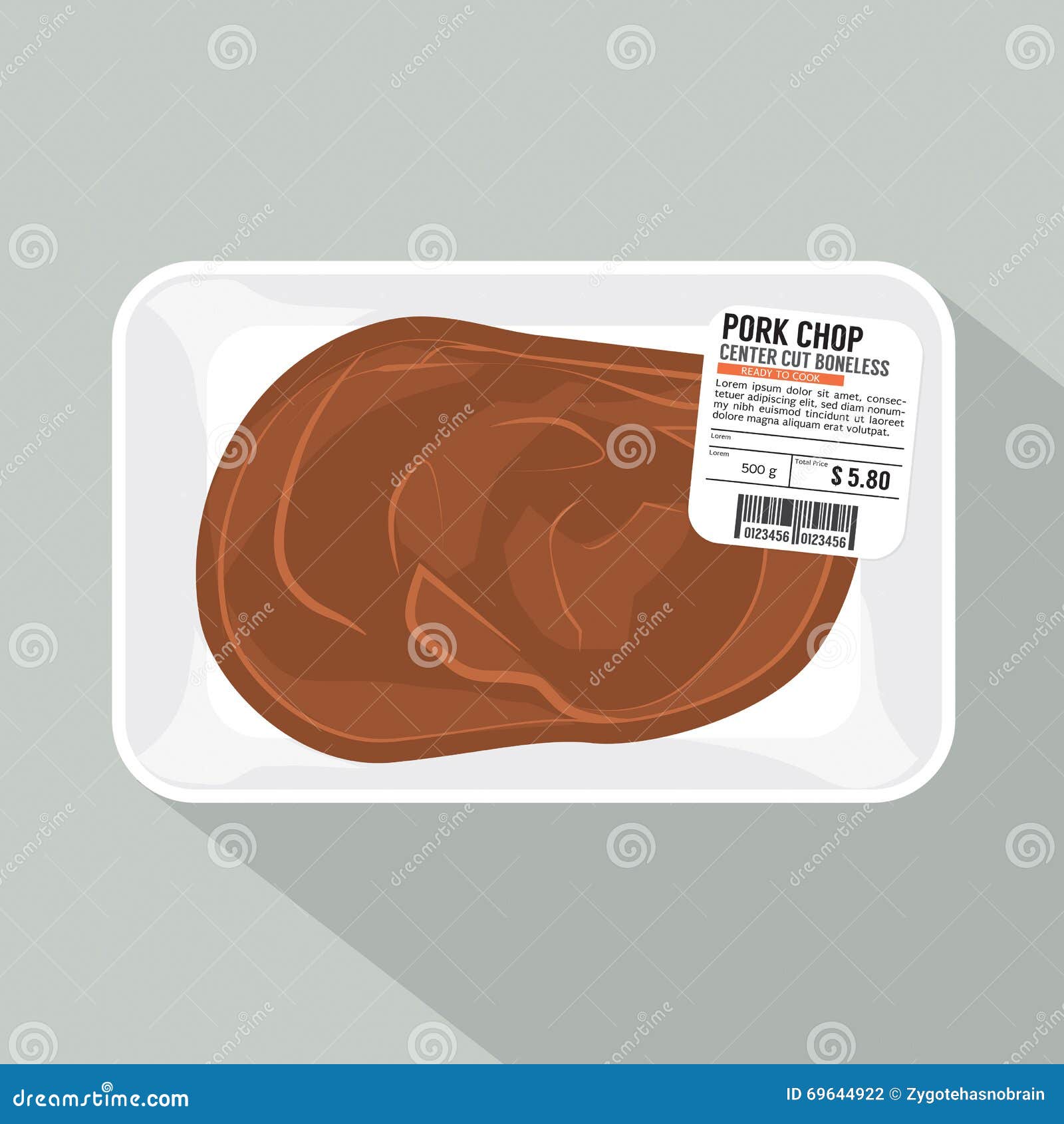 Raw Pork Pack. stock vector. Illustration of meat, vector - 69644922