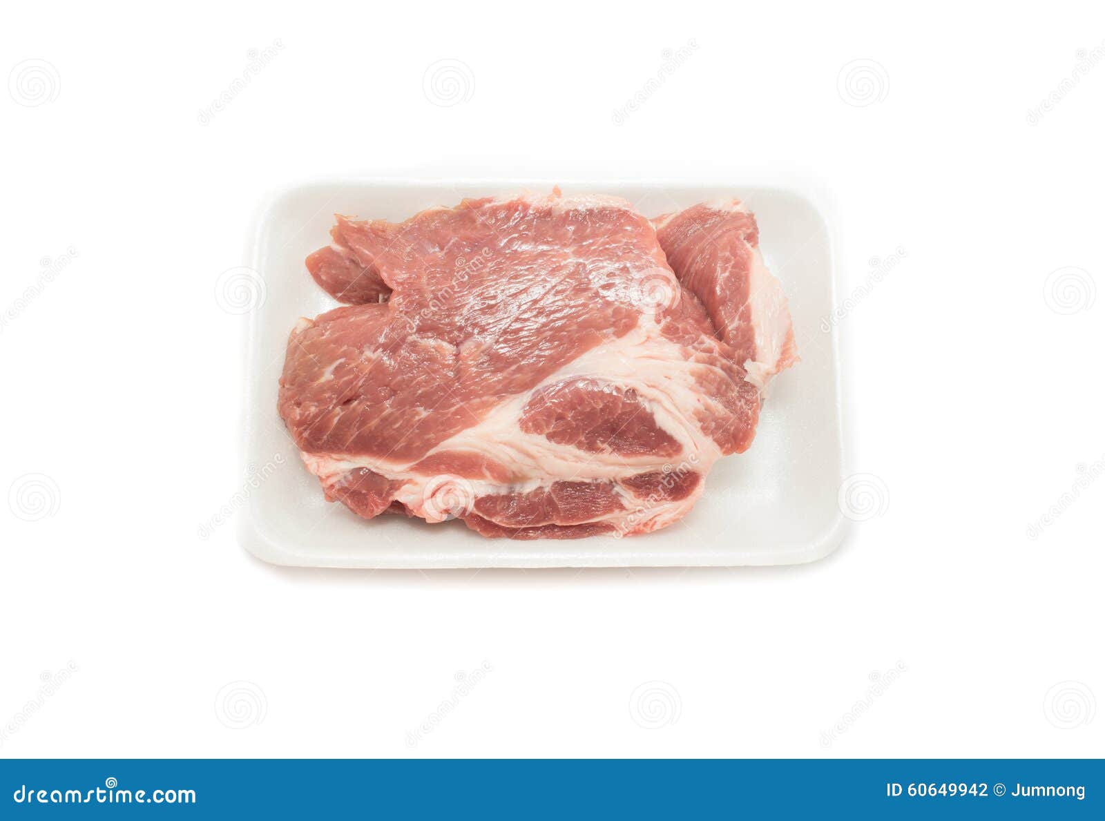 Raw pork in packaging tray stock photo. Image of slice - 60649942