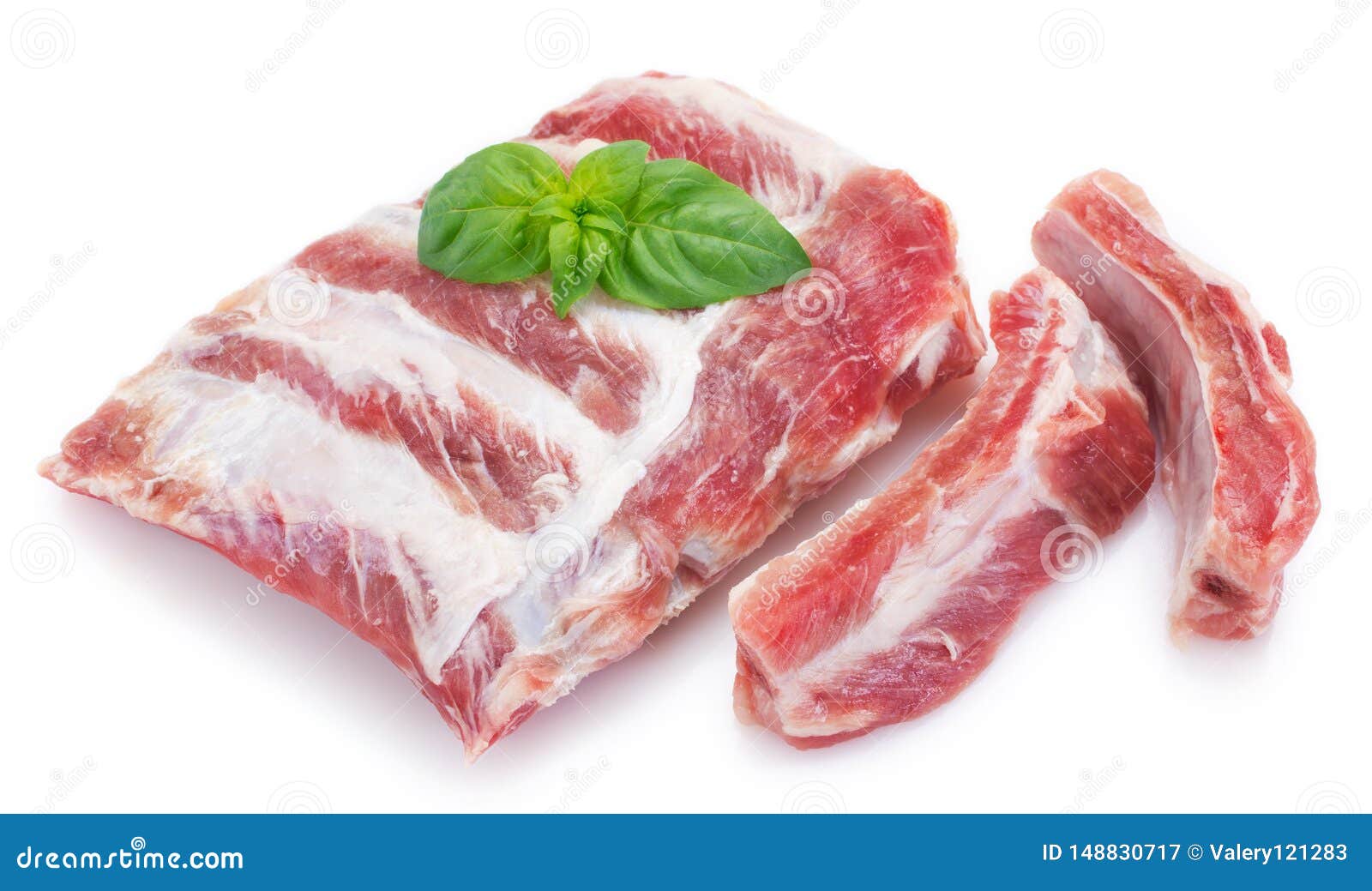 Raw Pork Ribs on White Background Stock Image - Image of meat, bone ...