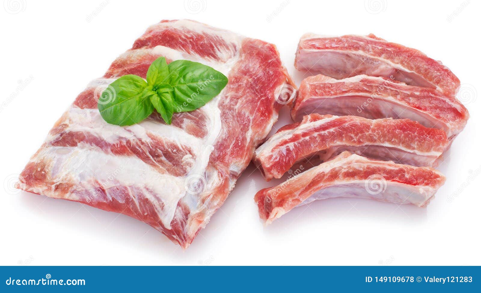 Raw Pork Ribs on White Background Stock Photo - Image of food ...