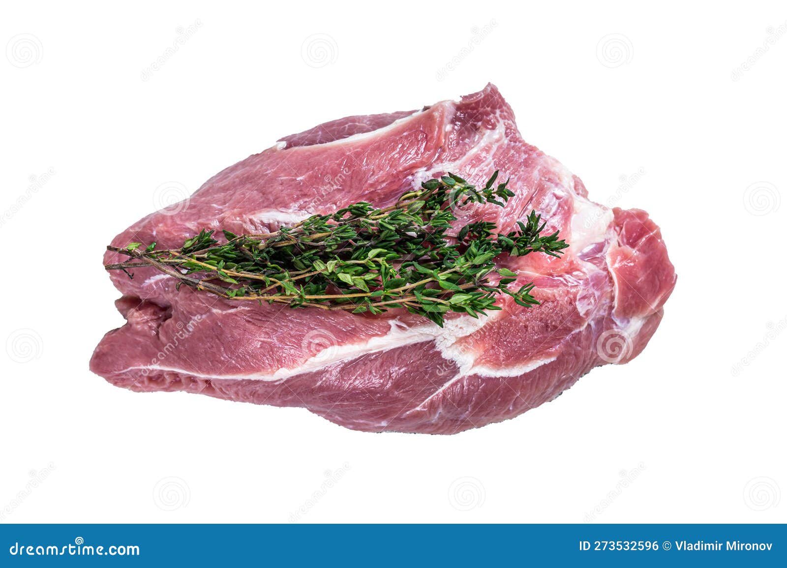 Raw Pork Shoulder Meat on a Butcher Table. Isolated on White Background ...