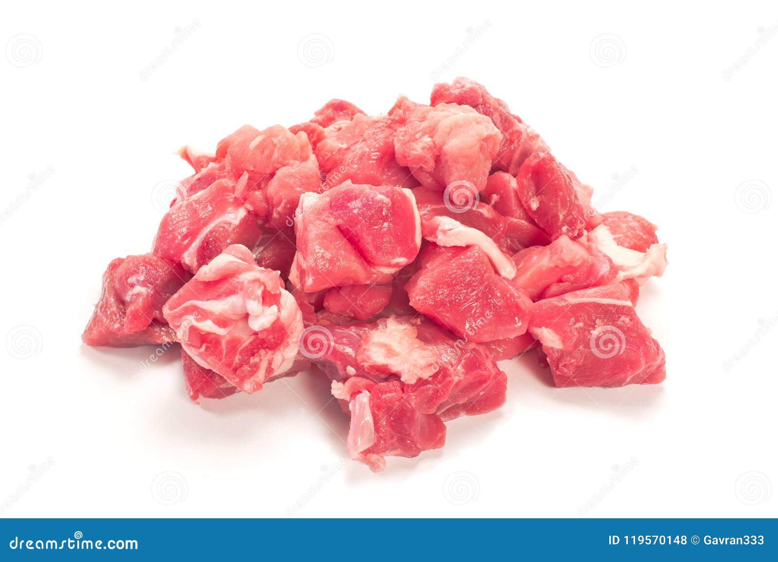 Raw Pork Sliced Meat Pile Isolated on White Background Stock Photo ...
