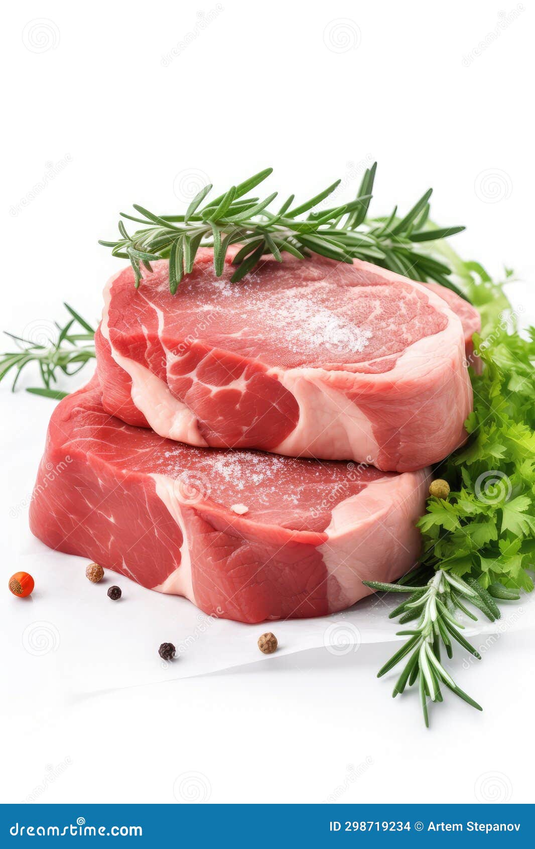 Raw Pork Stack, Steaks Pile, Fresh Uncooked Meat Slices, Raw Beef ...