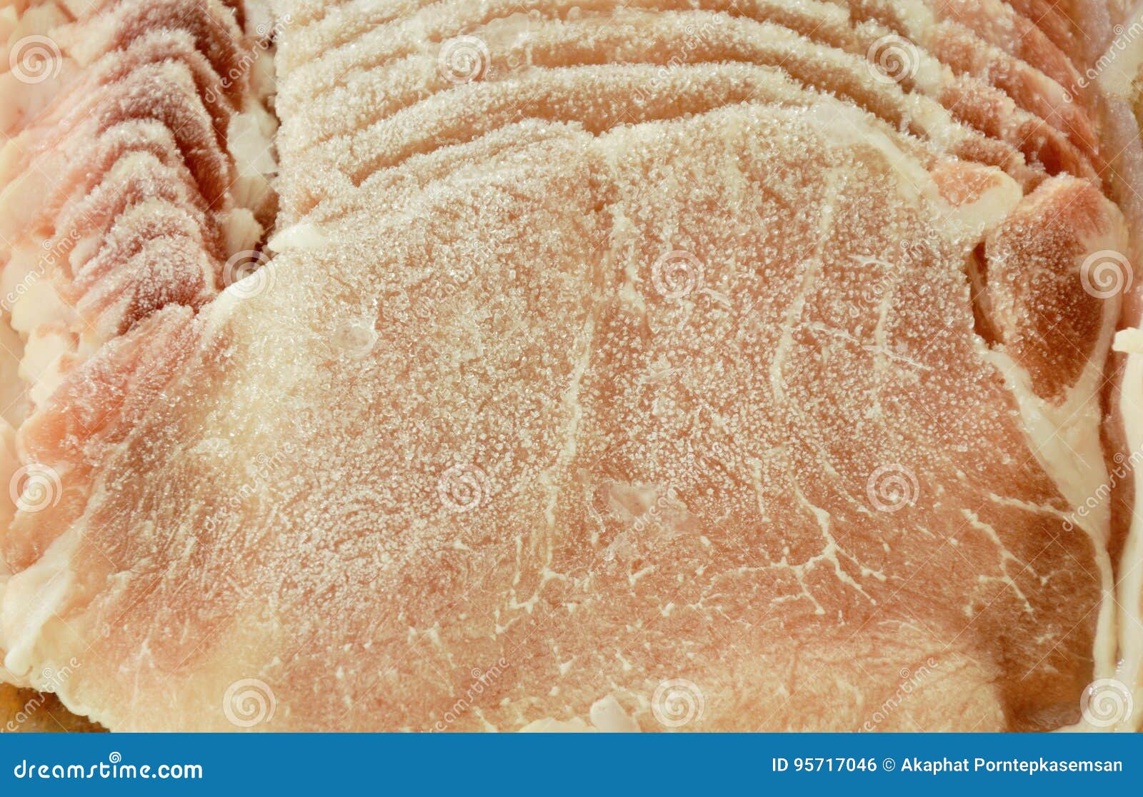 Raw Pork Tenderloin Slice Frozen on Tray Stock Photo - Image of ...