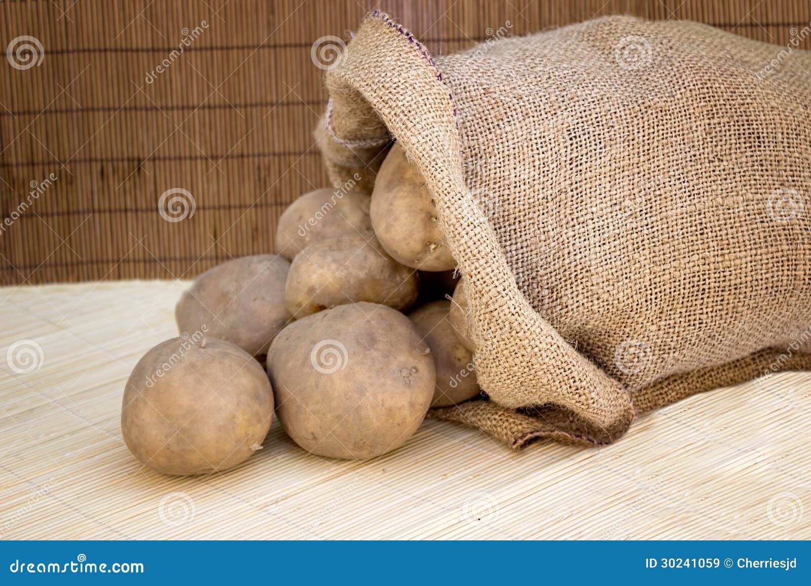 Potatoes in a sack stock image. Image of sack, ripe, potato - 30241059