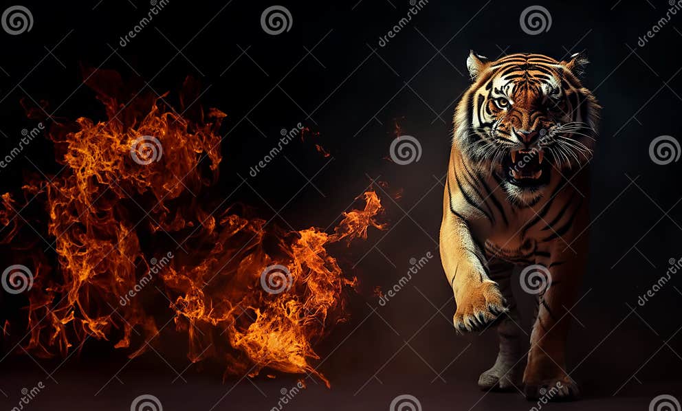 Raw Power Unleashed Majestic Tiger in a Dynamic Jumping Pose. Created ...