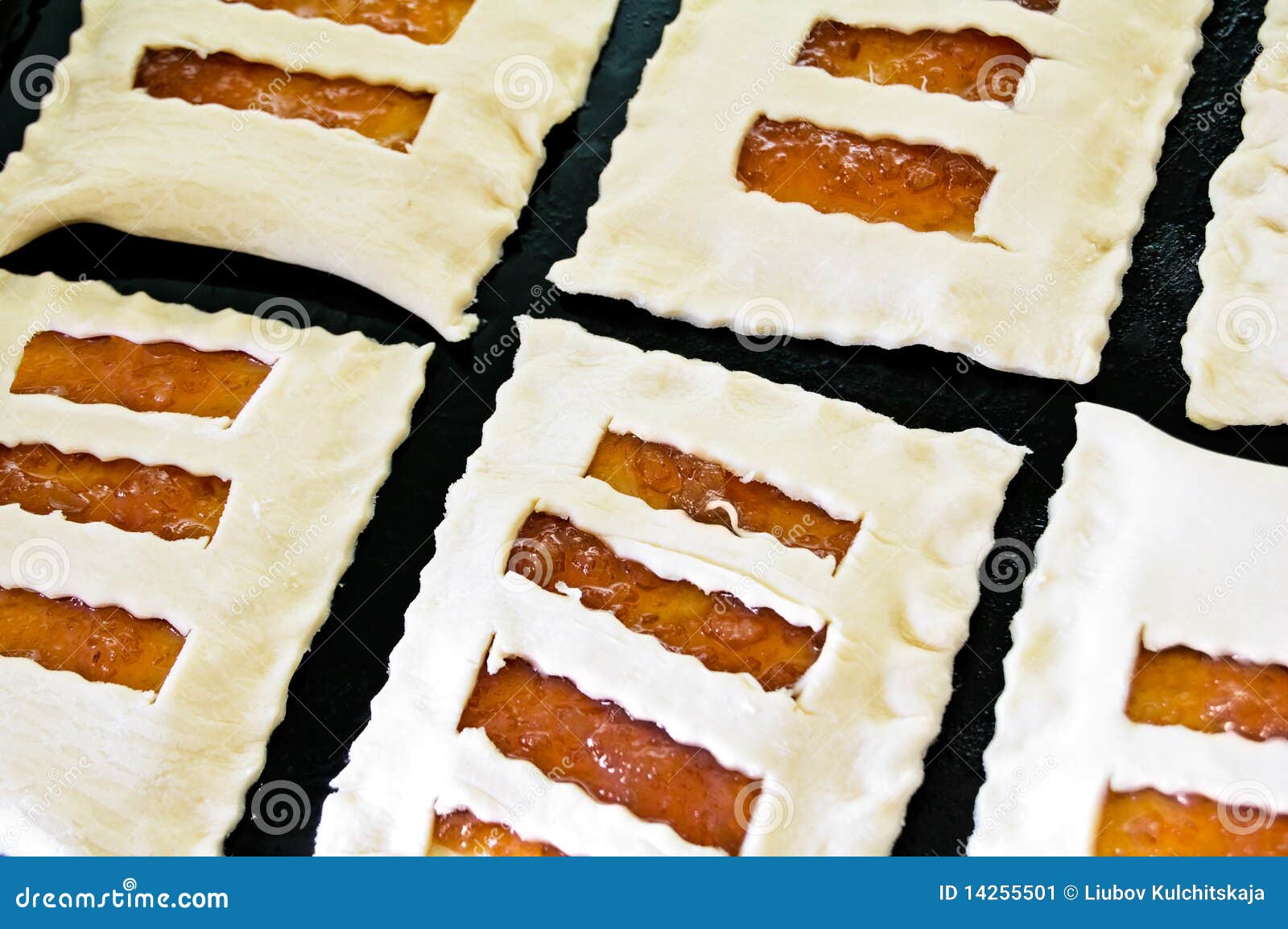 Raw puff pastry with jam. stock image. Image of dessert - 14255501