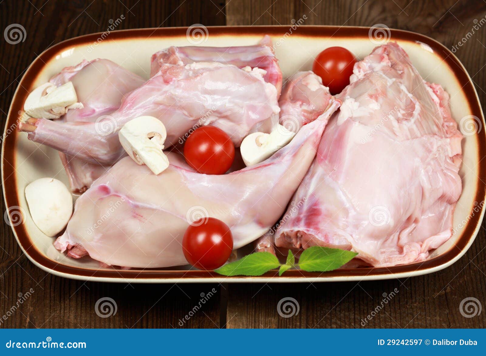 Raw rabbit stock image. Image of meat, mushroom, cooking - 29242597