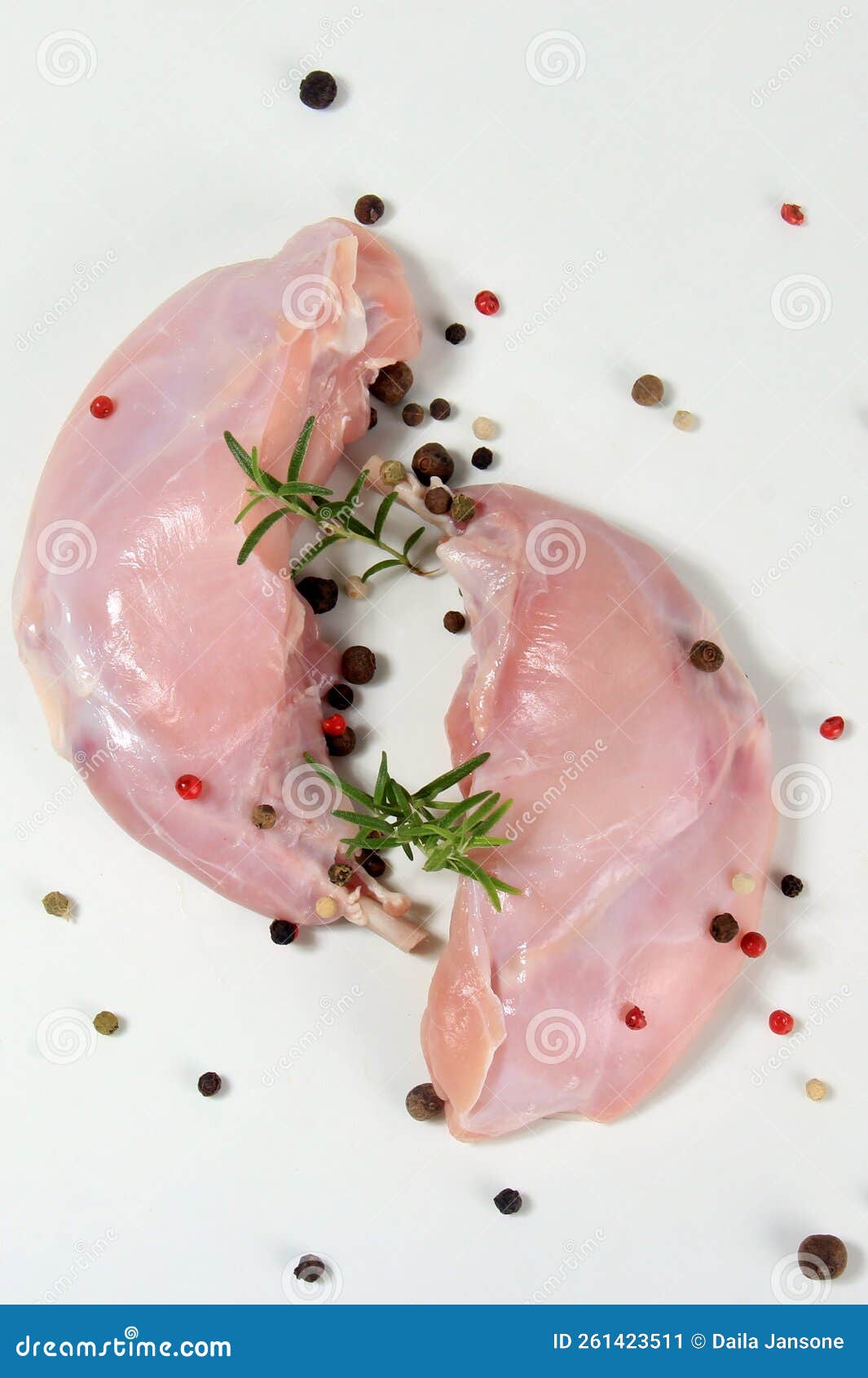 Raw Rabbit Legs with Bone with Peppercorns on a White Background Stock ...