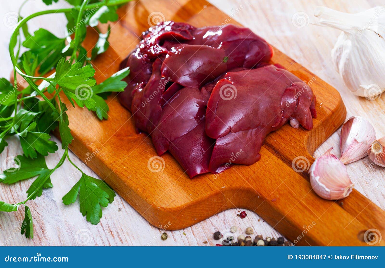 Raw Rabbit Liver on Wooden Table Stock Image - Image of cook, healthy ...