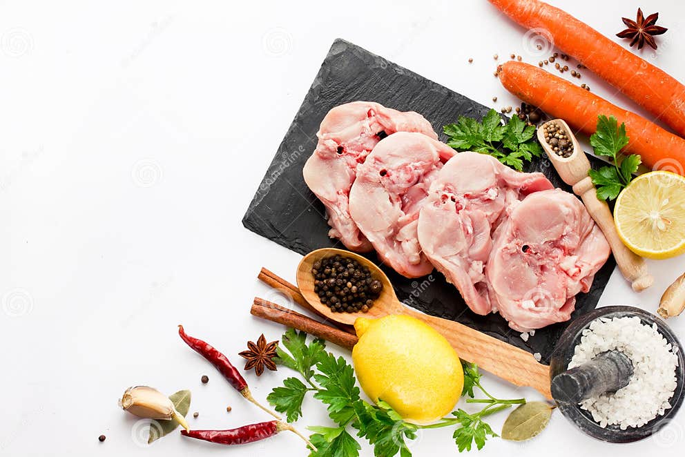 Raw Rabbit Meat Rack Saddle with Ingredient Stock Photo - Image of food ...