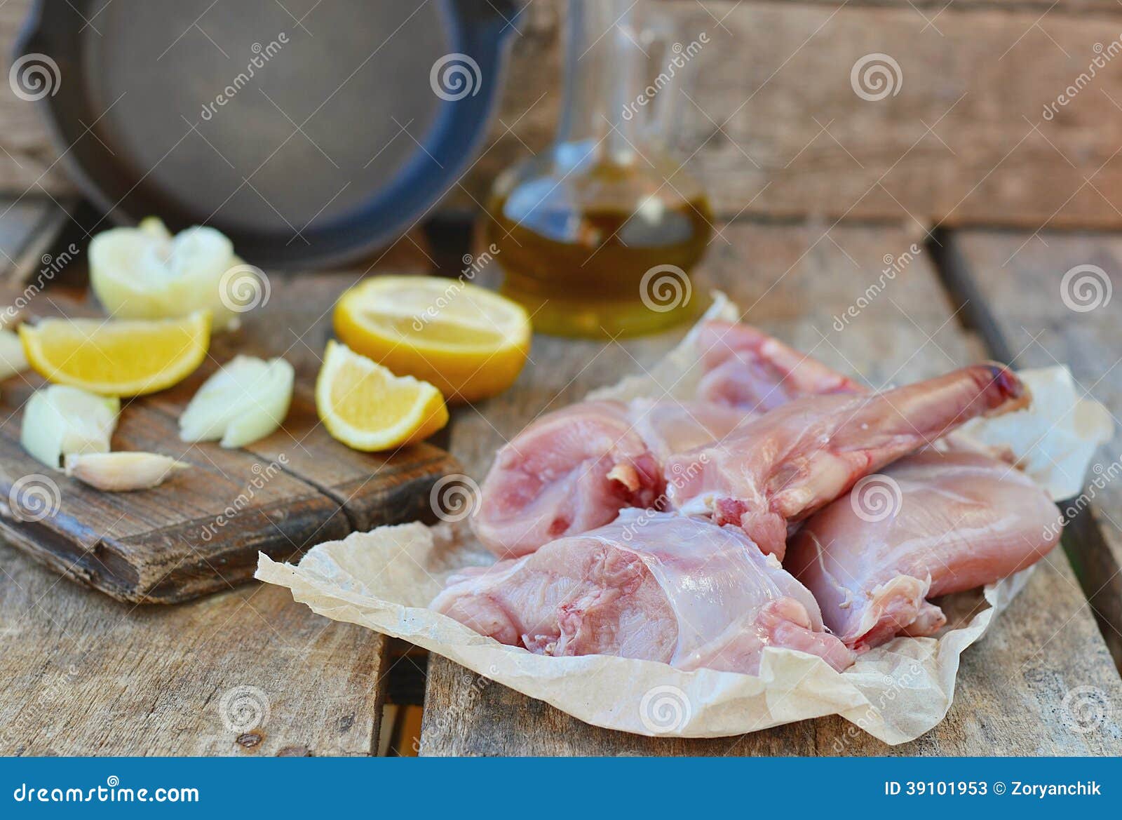 Raw rabbit stock image. Image of cuisine, tasty, lemon - 39101953