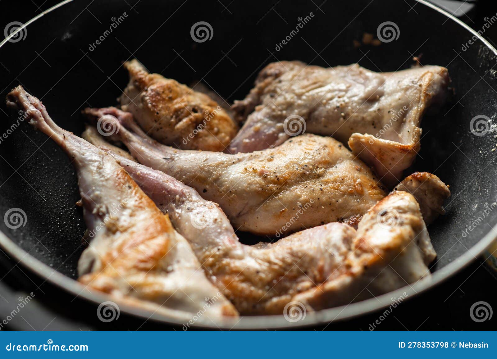Raw Rabbit with Spices in a Pan. Cooking Stewed Rabbit Stock Photo ...