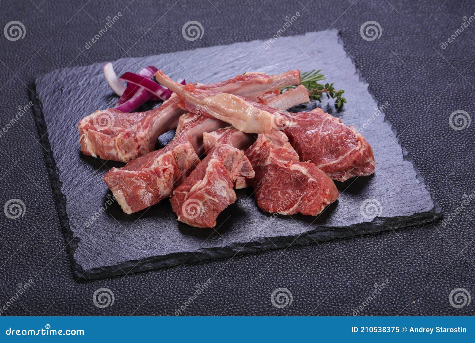 Raw rack of lamb stock image. Image of isolated, chops - 210538375