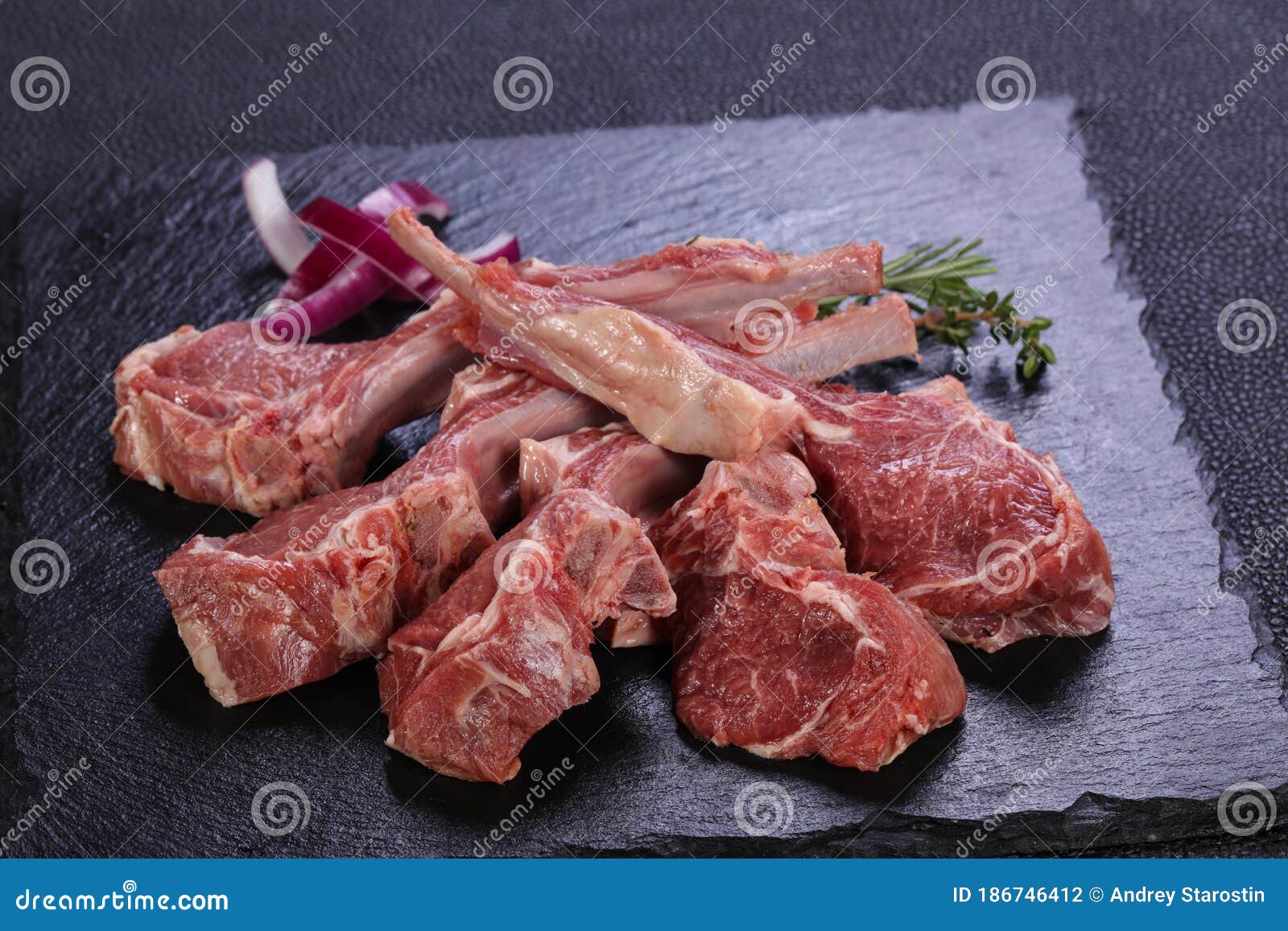 Raw rack of lamb stock photo. Image of uncooked, barbecue - 186746412