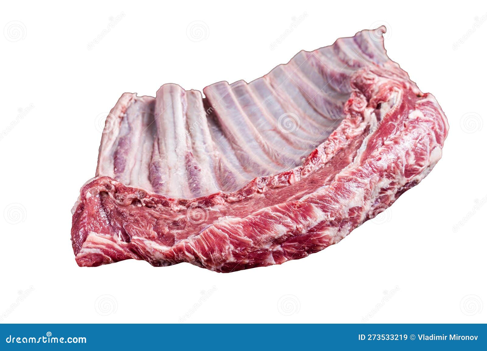Raw Rack of Mutton Lamb Ribs on Butcher Board. Isolated on White ...