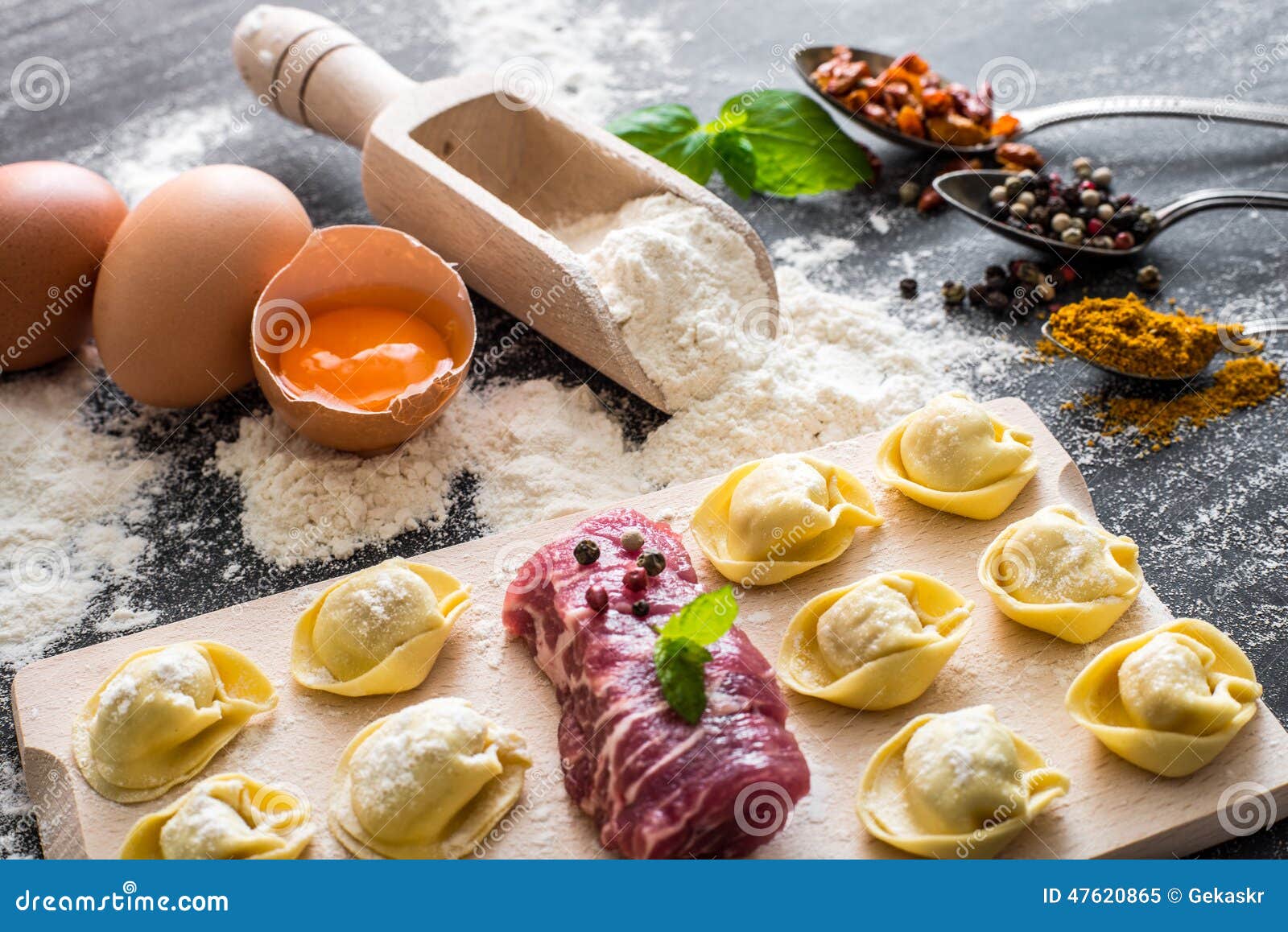 Raw ravioli stock image. Image of ravioli, meal, pasta - 47620865