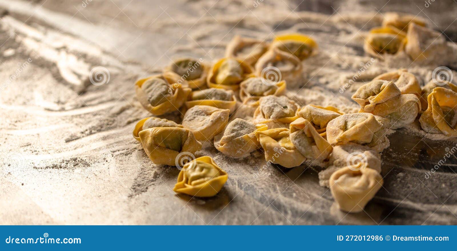 Raw Ravioli with Flour. Cooking Concept. Long Banner Format Stock Photo ...