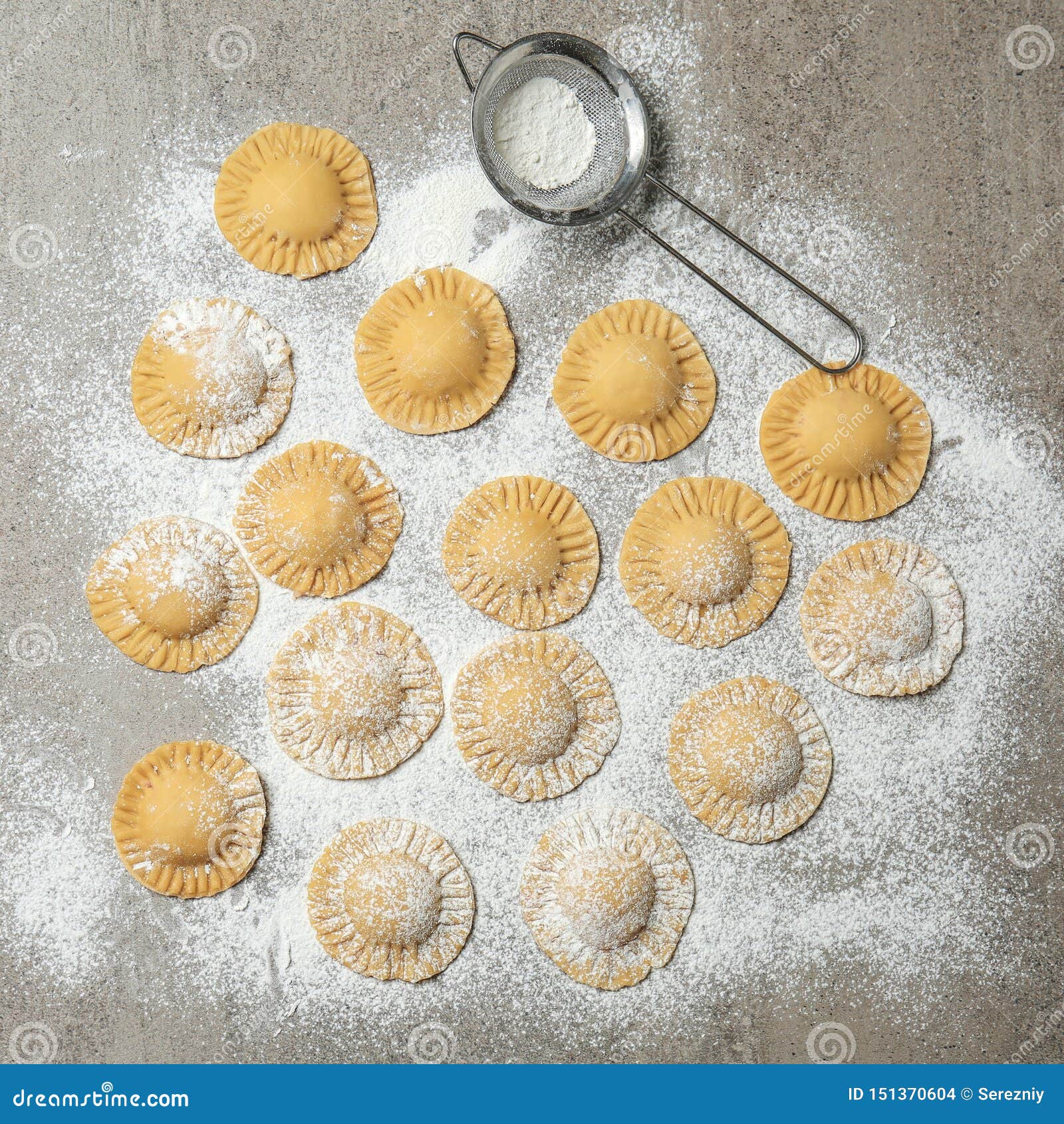 Raw Ravioli on Kitchen Table, Top View Stock Photo - Image of calories ...