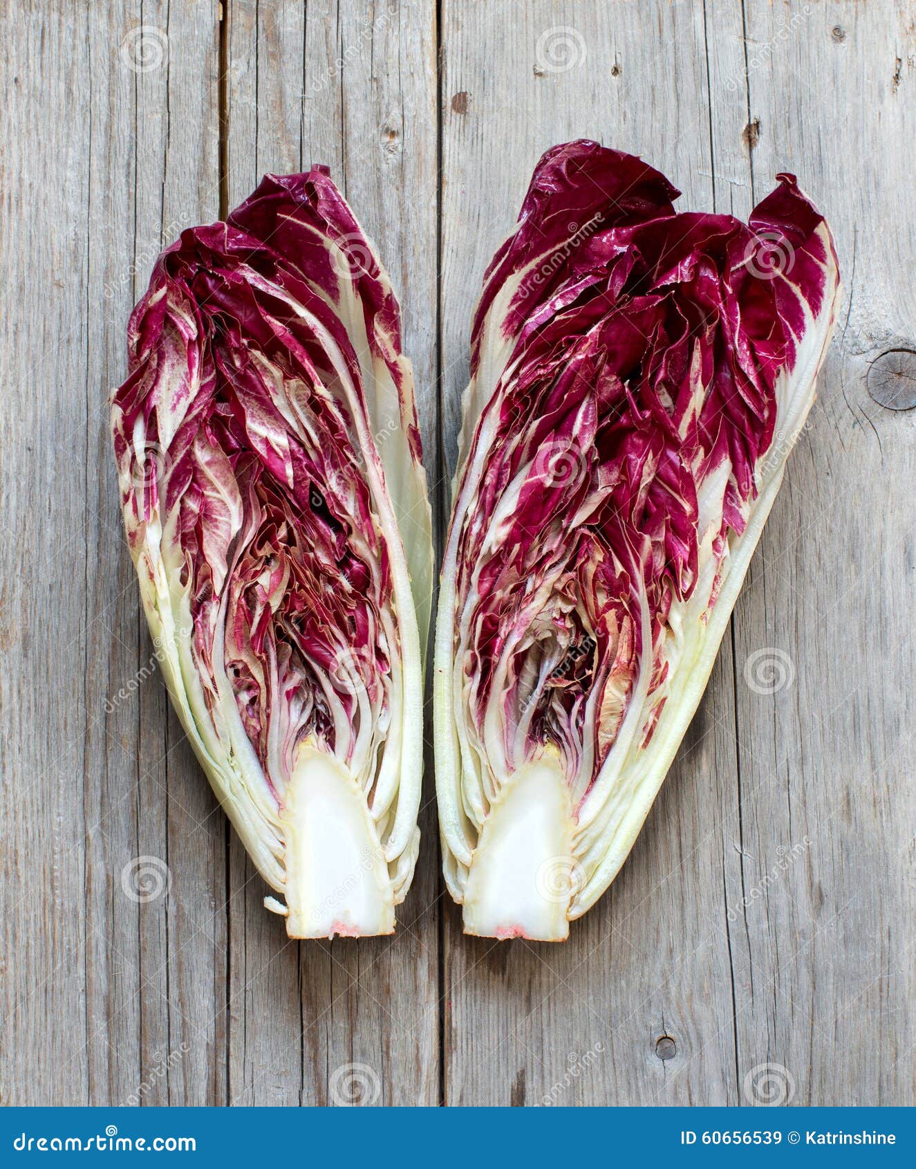 Raw Red Chicory on a Wooden Table Stock Image - Image of treviso ...