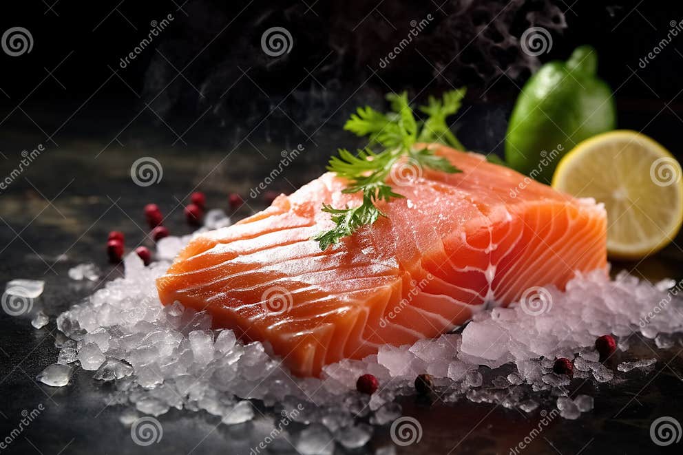 Raw Red Fish on Black Background Stock Photo - Image of healthy ...