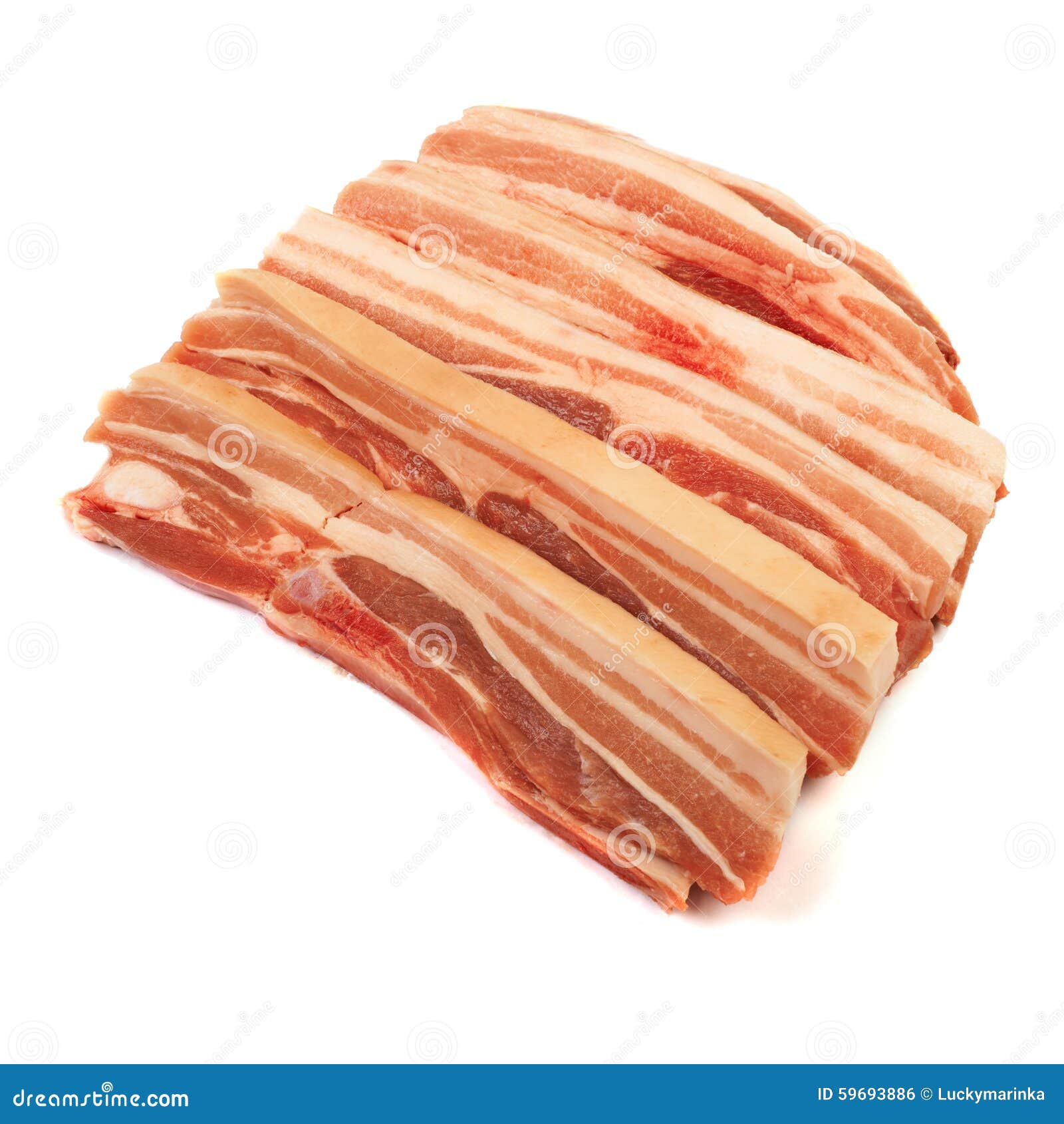 Raw Red Meat Fat Bacon Isolated on White Background. Stock Photo ...