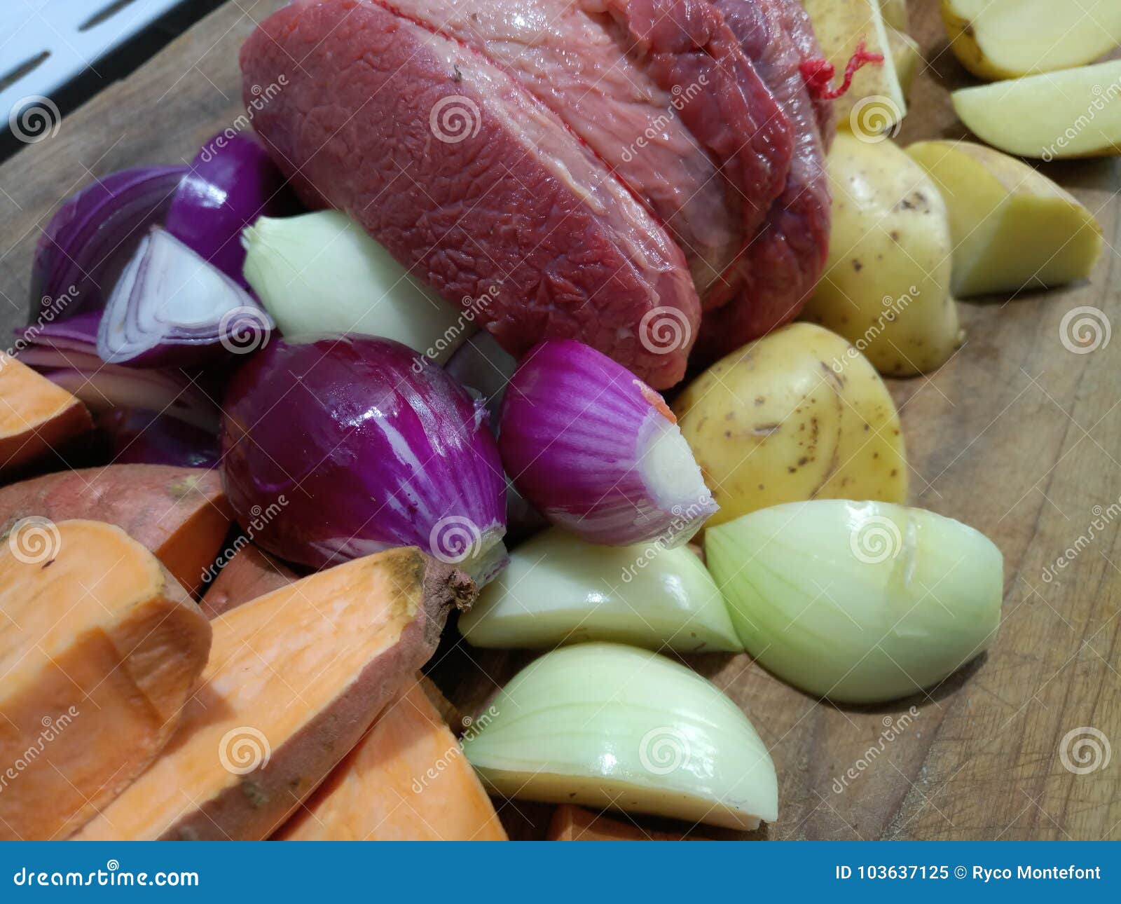 Raw Red Meat with Vegetables Stock Image - Image of wooden, meat: 103637125