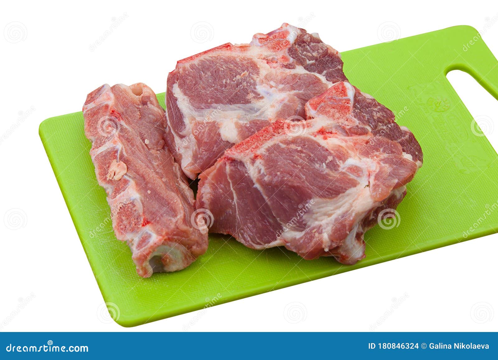 Raw Red Pig Meat on White Background Stock Photo - Image of soup ...