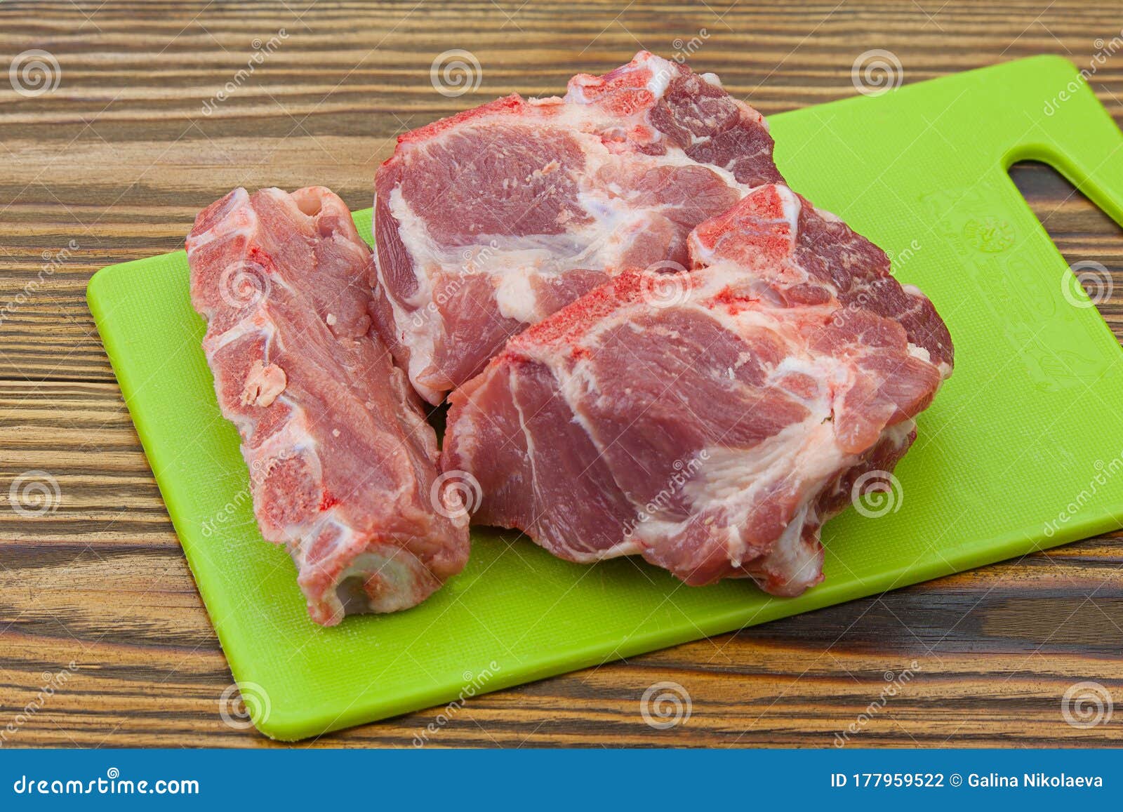 Raw Red Pig Meat on Wooden Background Stock Photo - Image of homemade ...