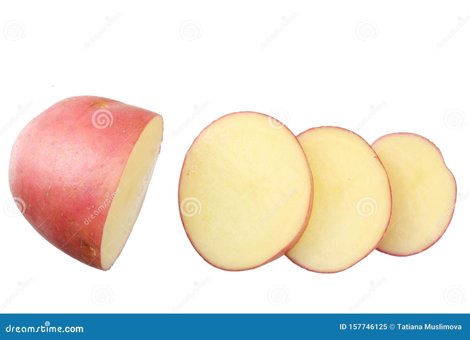 Raw Red Potato with Slices Isolated on White Background Stock Image ...