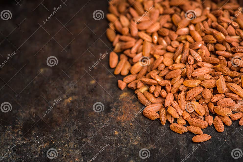 Raw Red Rice Dev-zira on the Kitchen Table Stock Image - Image of ...