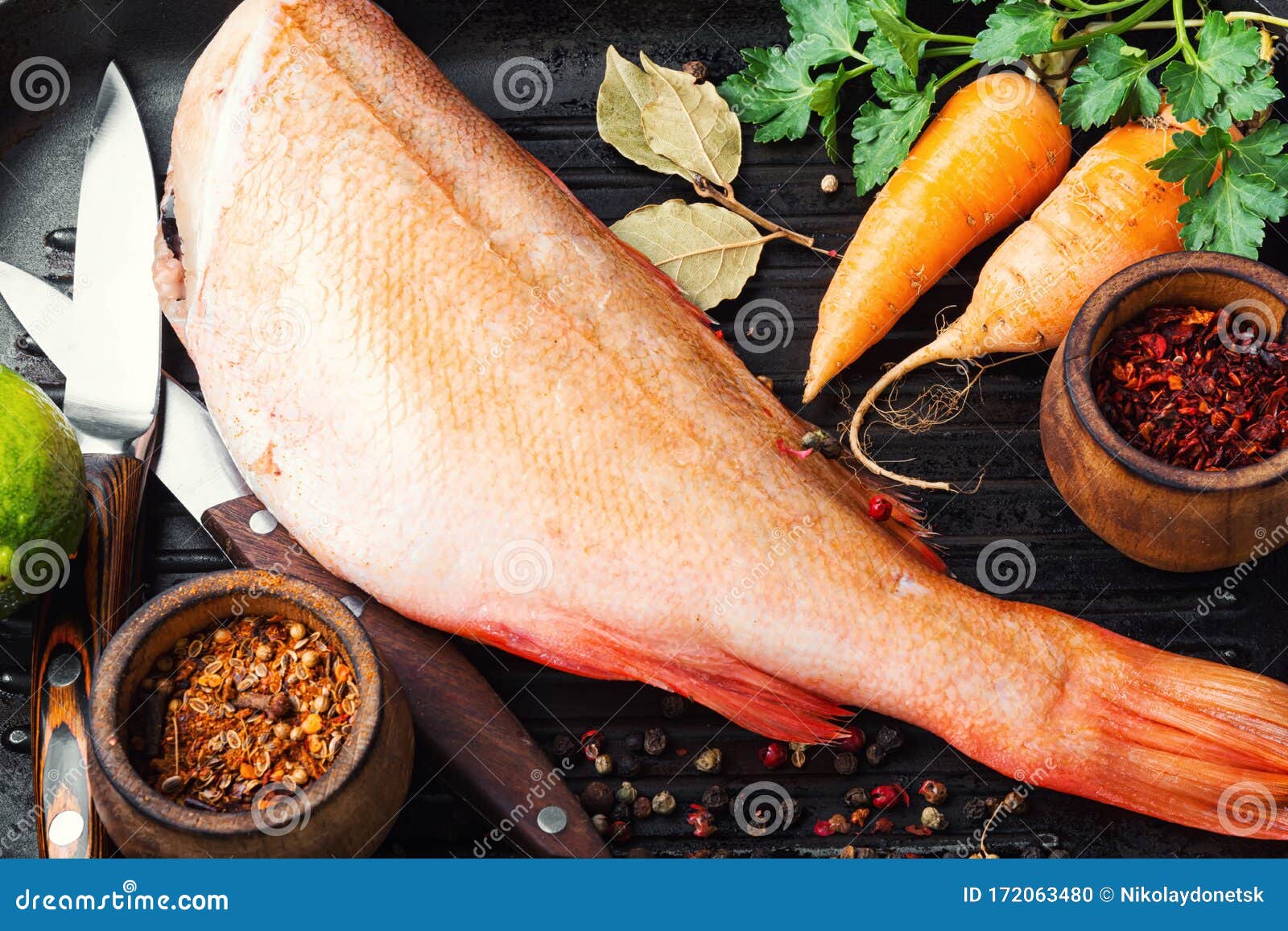 Raw red sea perch stock photo. Image of uncooked, dieting - 172063480