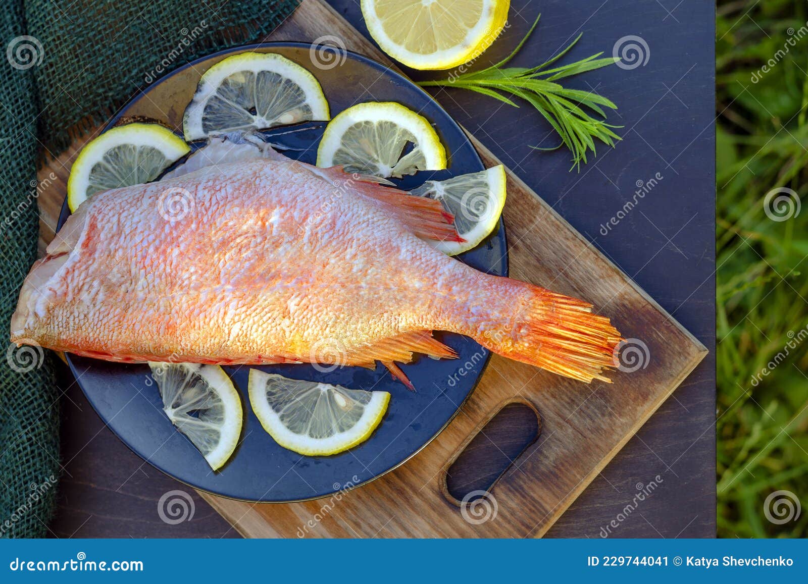 Raw Red Snapper on a Plate with Lemon Stock Image - Image of salt ...