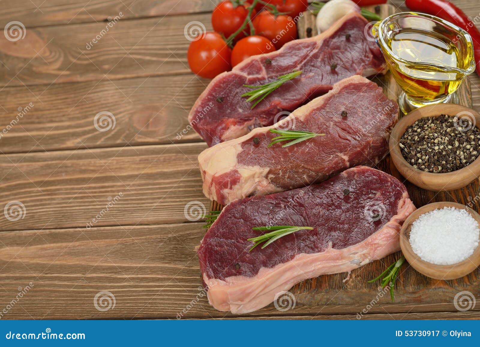 Raw ribeye steak stock image. Image of meal, meat, garlic - 53730917