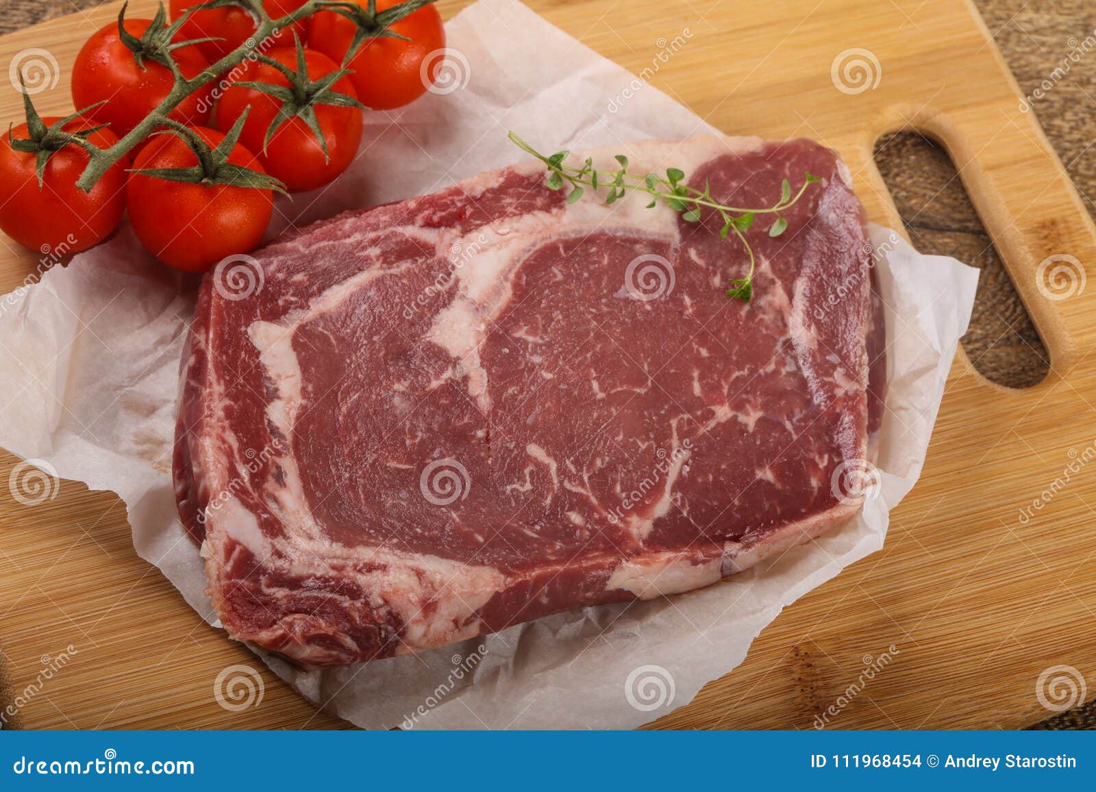 Raw ribeye steak stock photo. Image of barbecue, uncooked - 111968454