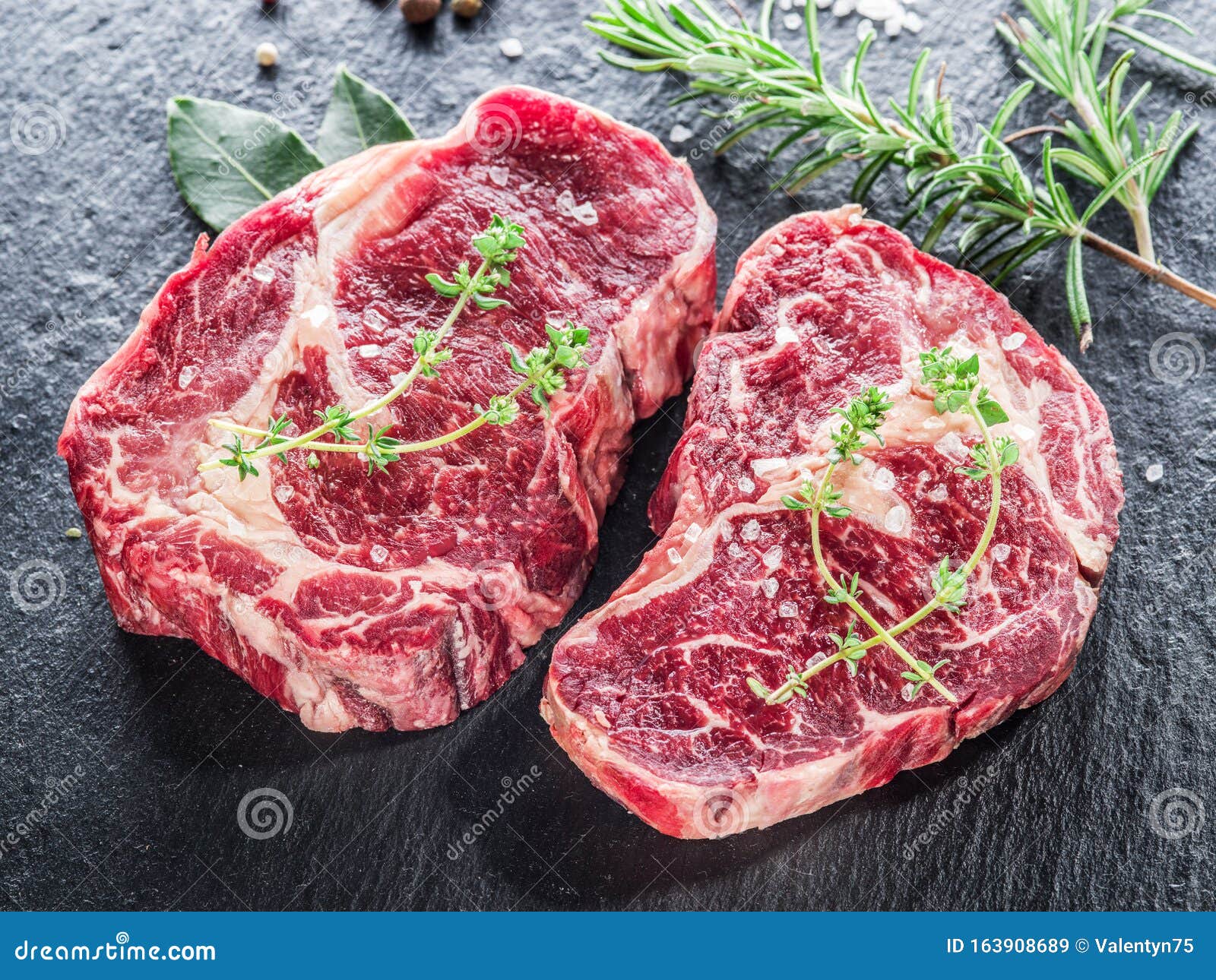 Raw Ribeye Steaks or Beef Steak Stock Image - Image of loin, tray ...