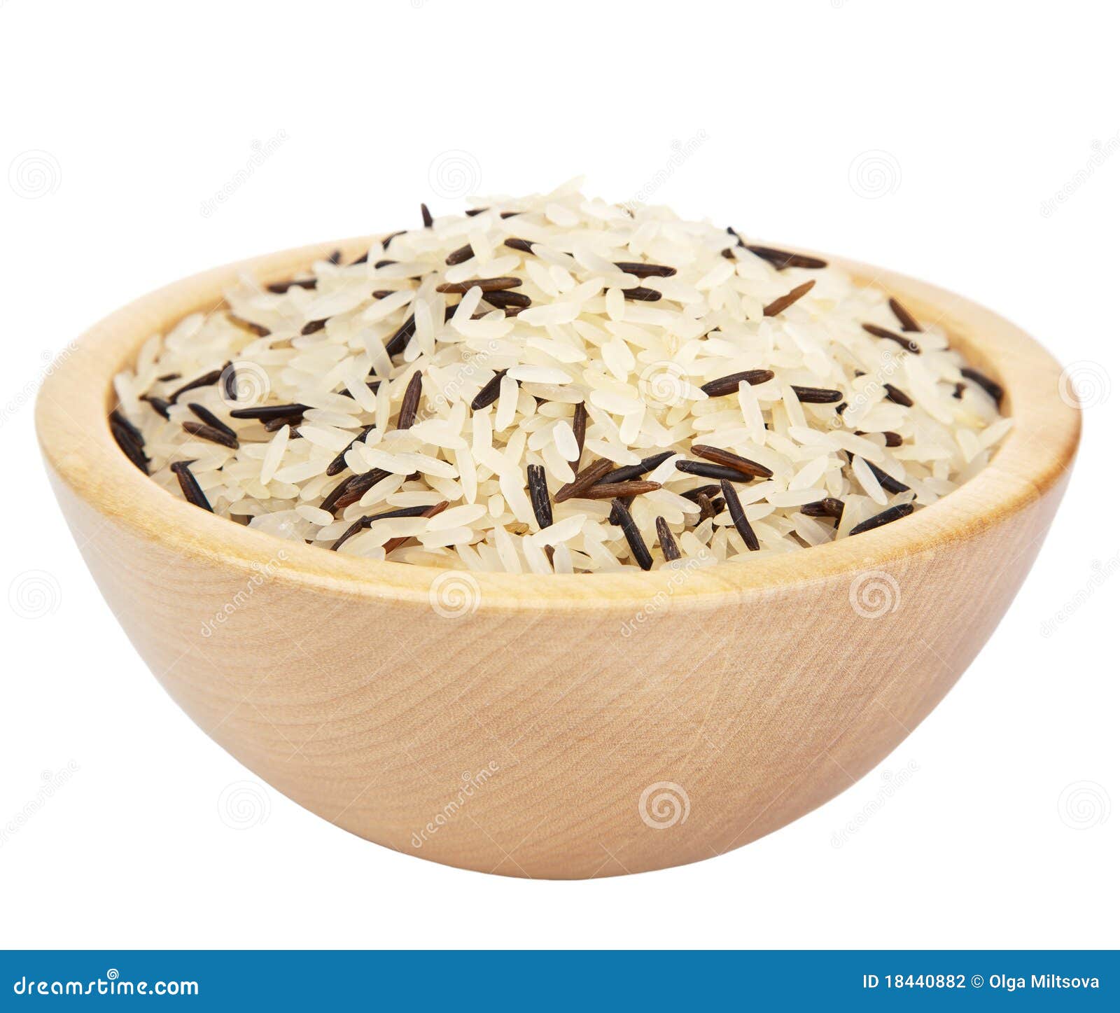Raw rice in bowl isolated stock photo. Image of health - 18440882