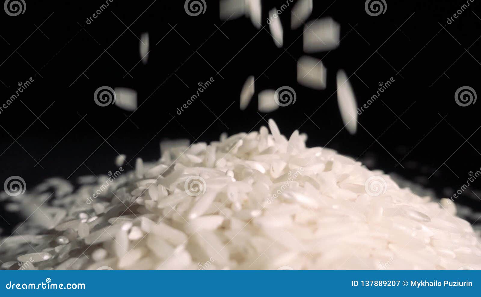 Raw Rice Grain Falling. Slow Motion Stock Video - Video of food ...