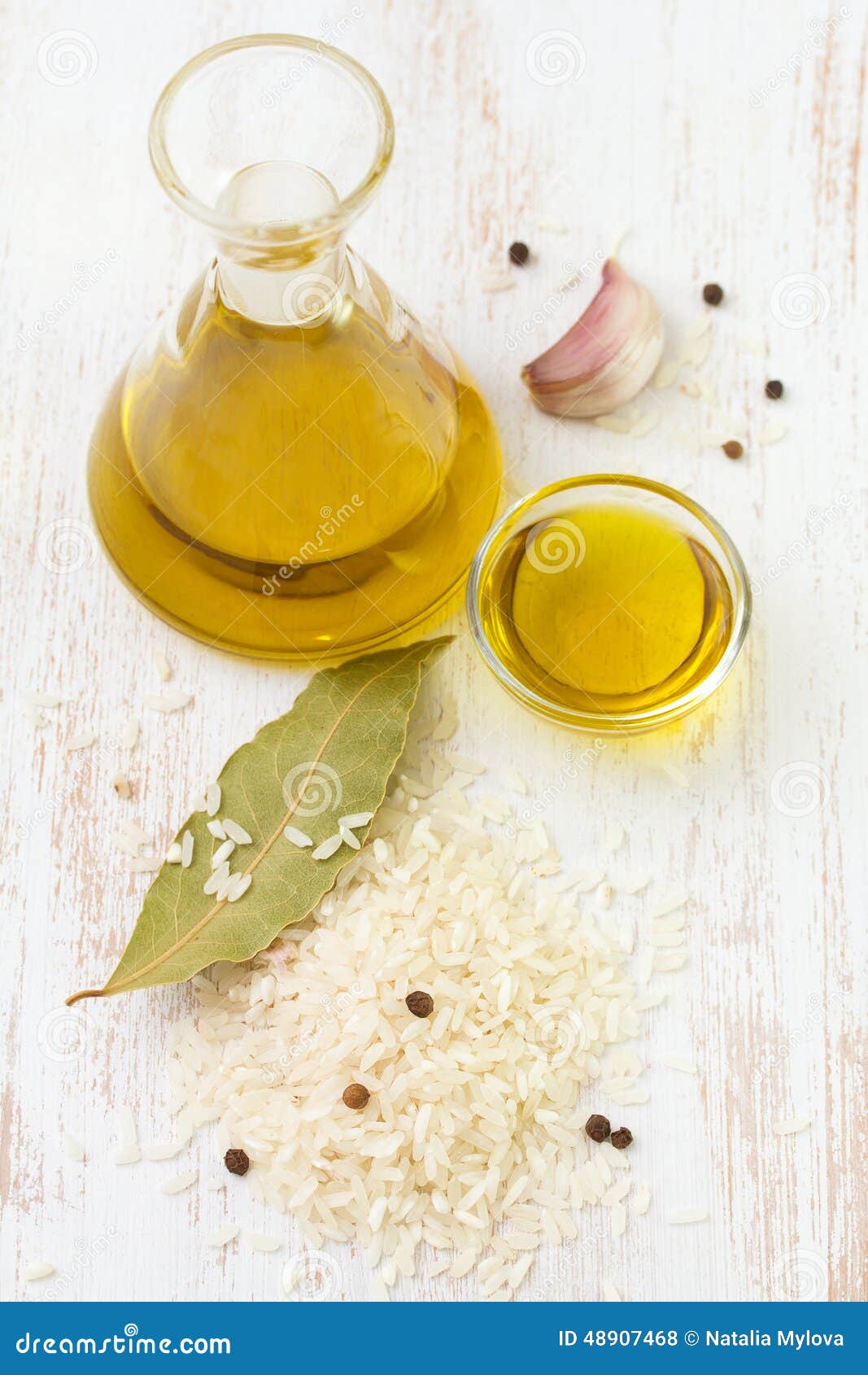 Raw rice with oil stock photo. Image of background, rice - 48907468