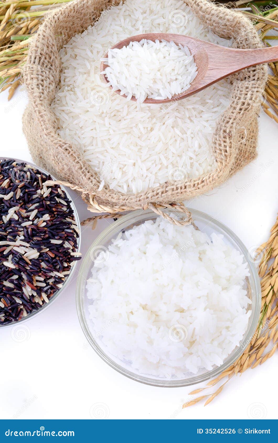 Raw Rice, Selection of Rices Stock Photo - Image of horizontal, group ...