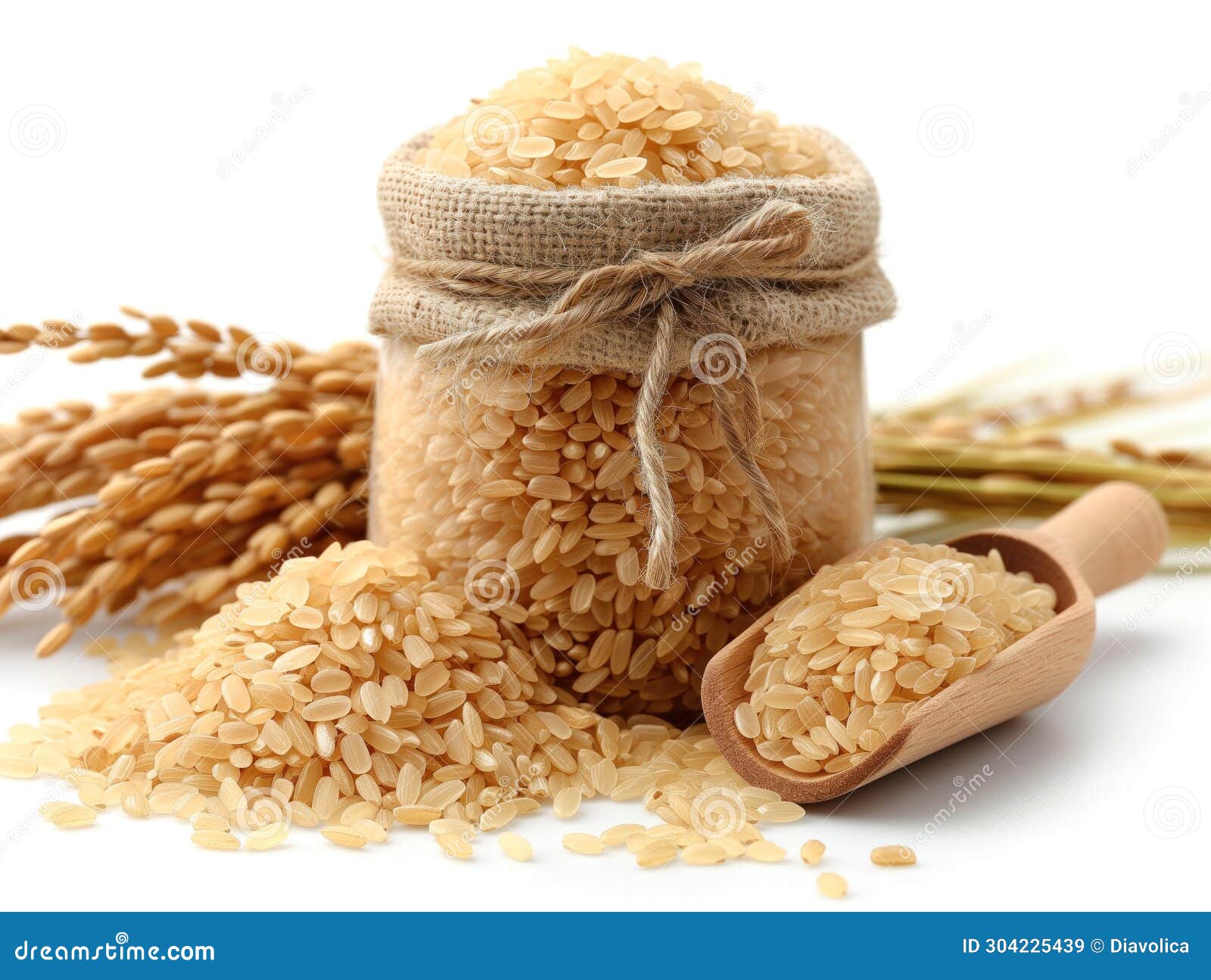 Raw Rice Still Life Closeup Stock Illustration - Illustration of brown ...