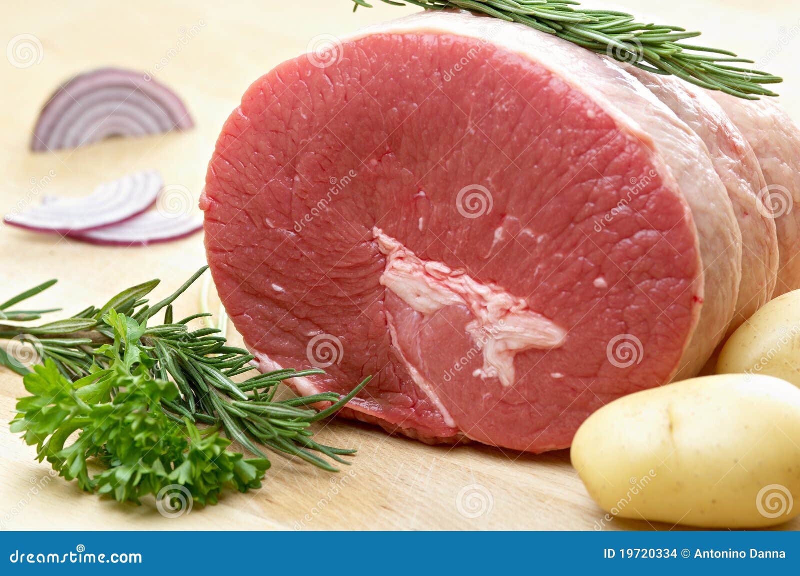 Raw roast beef stock photo. Image of herbs, juicy, angus - 19720334